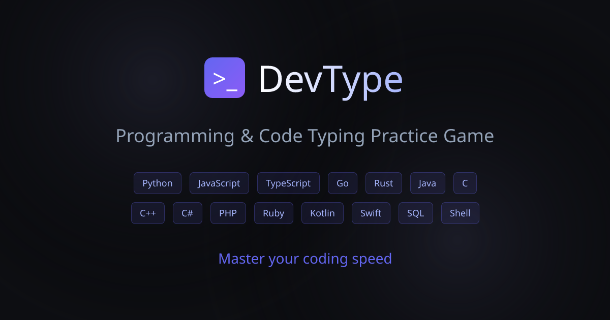 DevType | Programming & Code Typing Practice Game